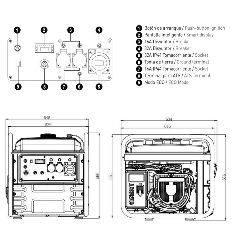 GENERADOR INVERTER CRETA ATS 7500W GENERGY