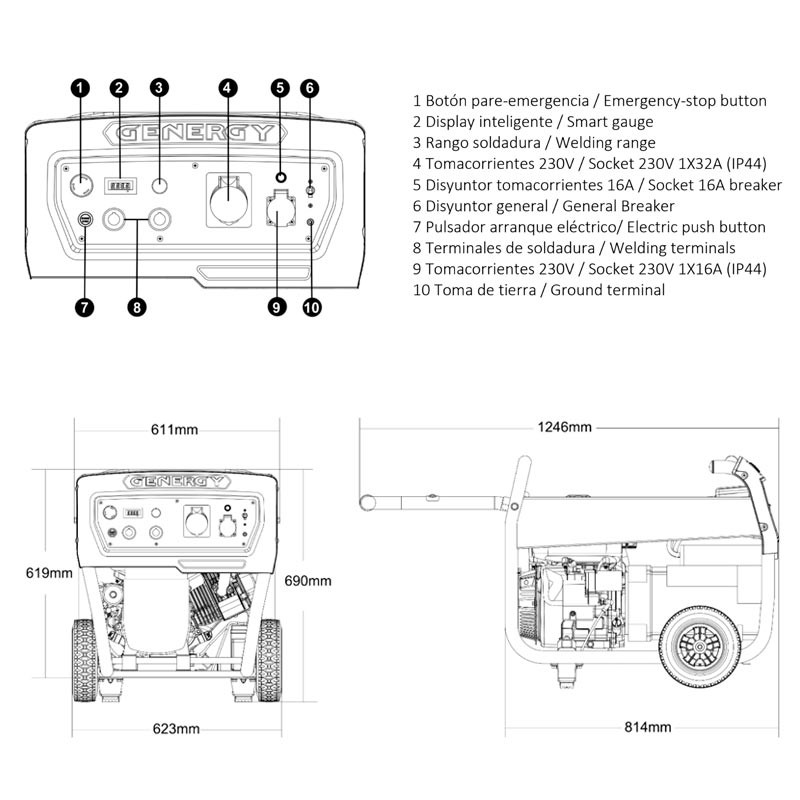 MOTOSOLDADORA TIMANFAYA 200A-6500W GENERGY